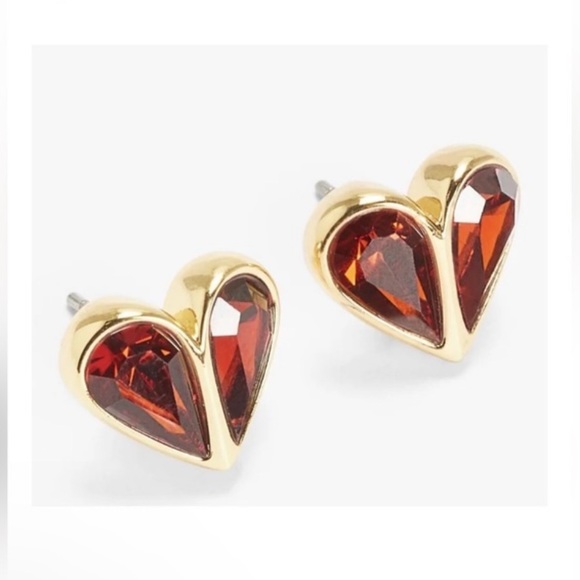 kate spade | Jewelry | Kate Spade Gold Plated Red Rock Solid Heart Stud ...